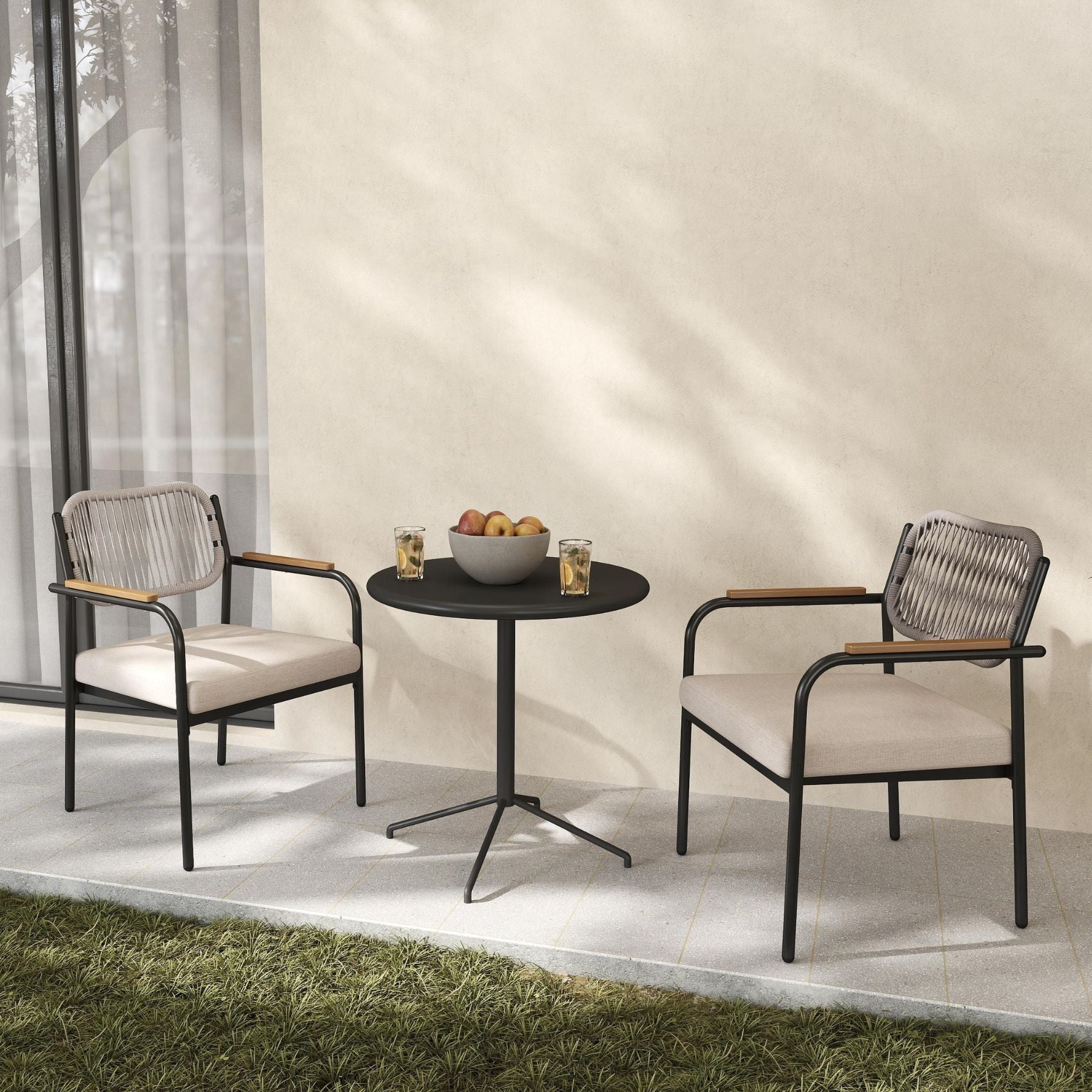 Patio Dining Chairs Set of 2, Wicker Outdoor Chairs for All Weather ...