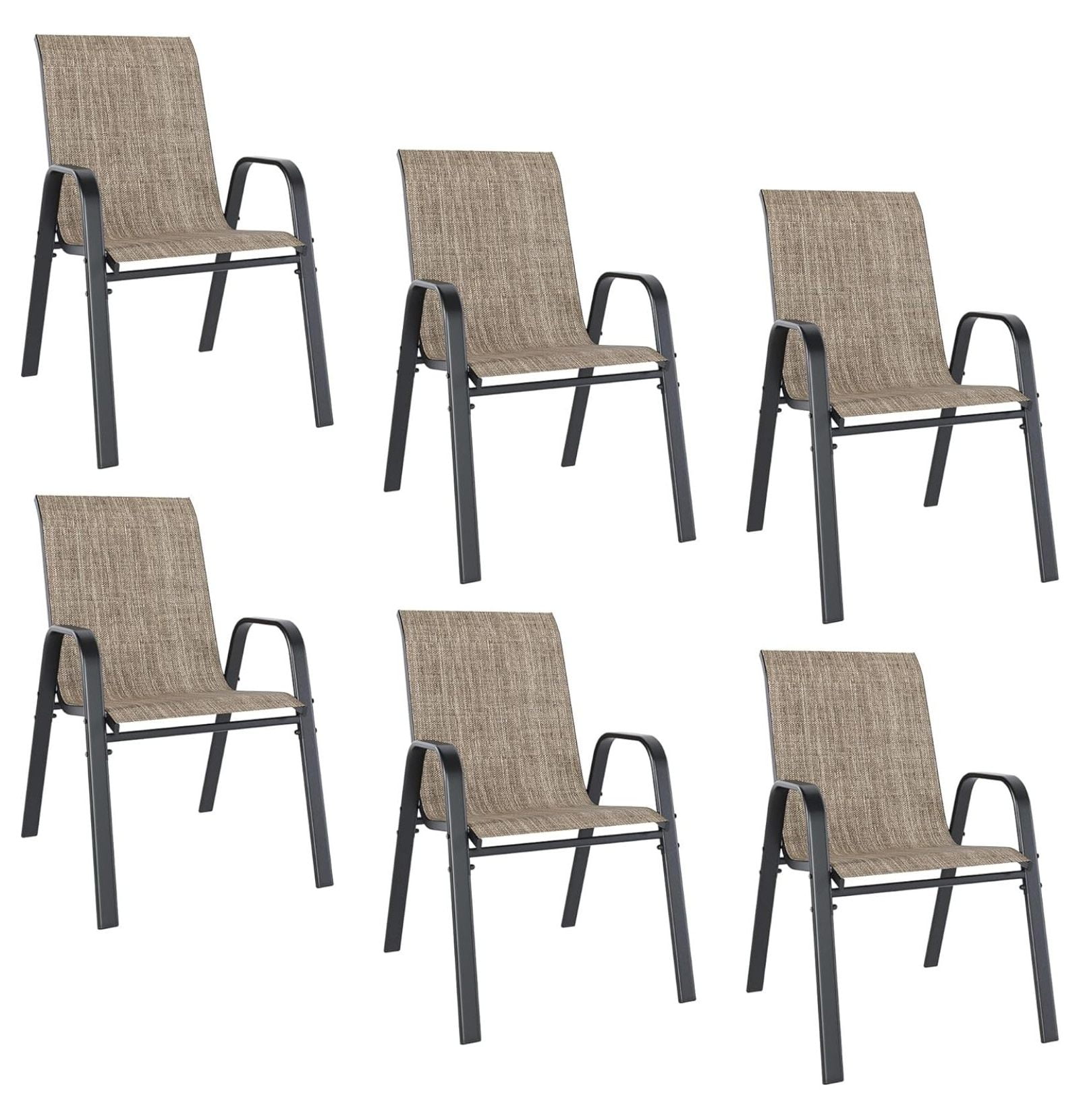 Patio Dining Chairs Set of 6, Outdoor Stackable Dining Chairs for All ...
