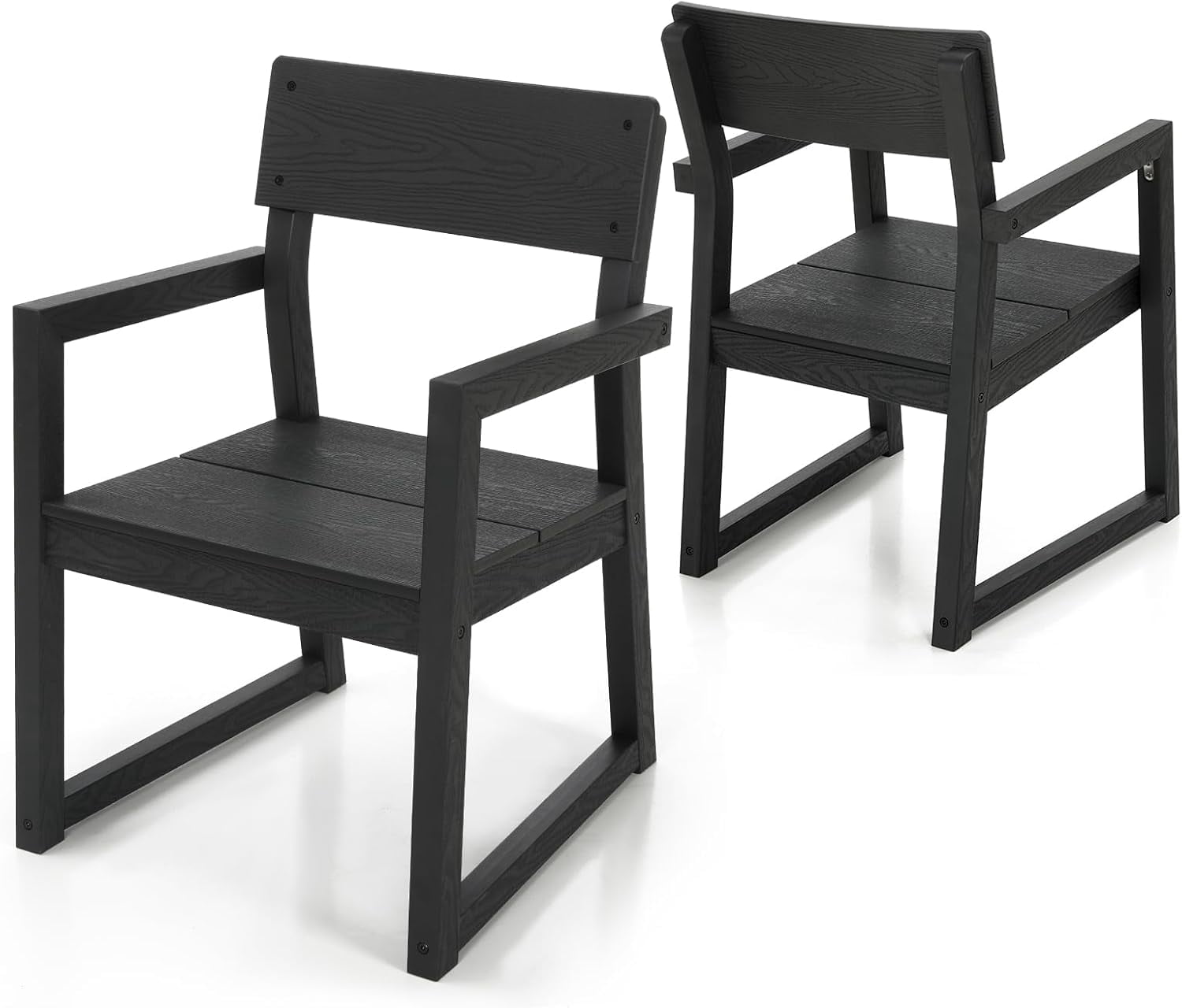 Patio Dining Chairs Set of 2, All-Weather HIPS Modern Chair with Curved ...
