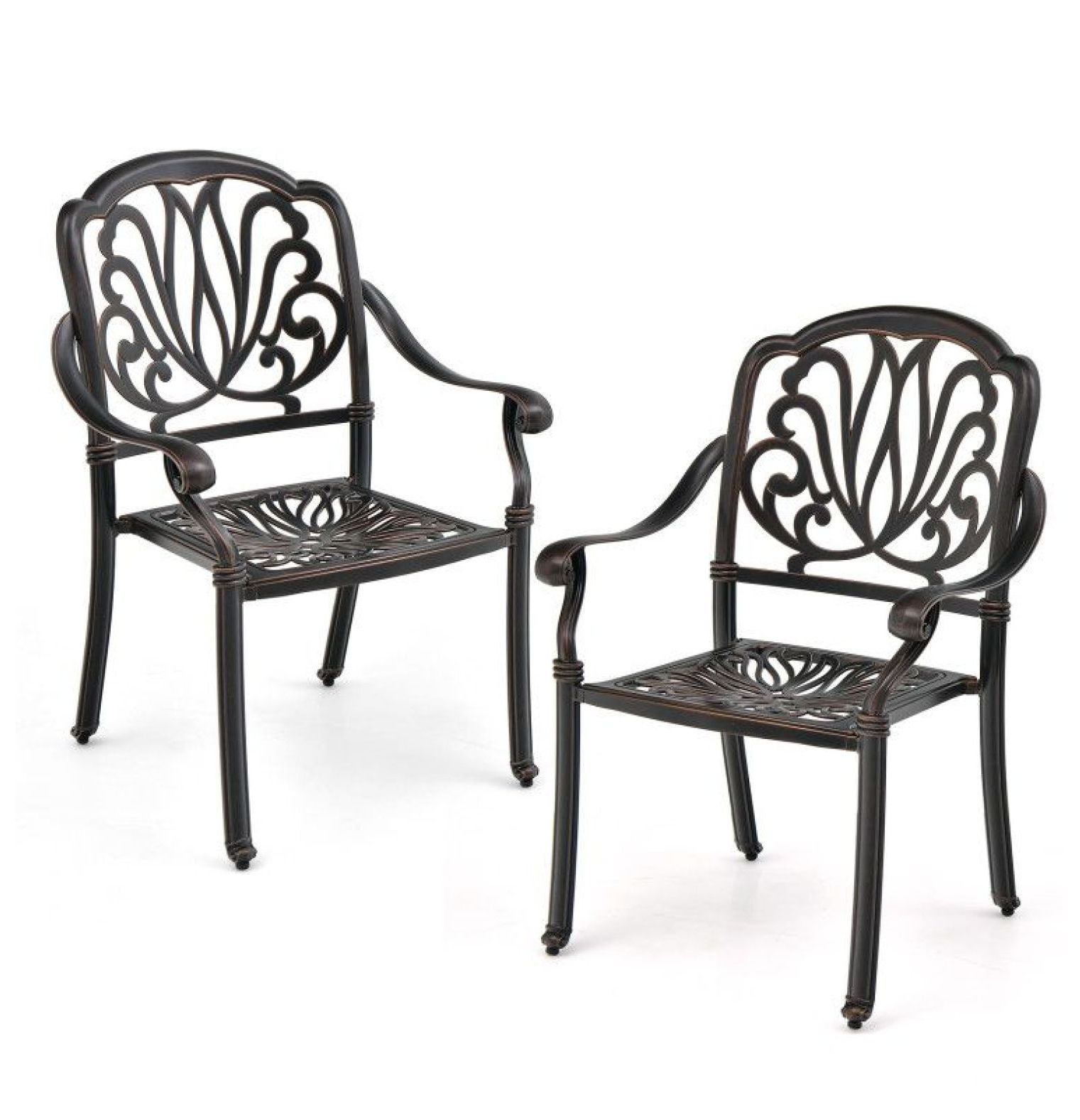Patio Dining Chairs Set of 2, Cast Aluminum Outdoor Arm Chairs ...