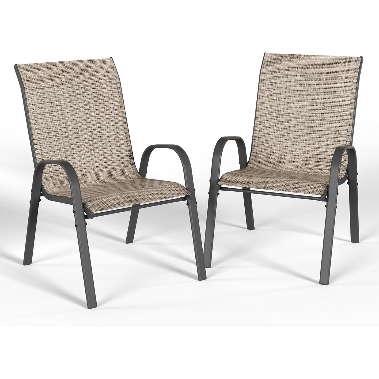 Patio Dining Chairs Set of 2, Outdoor Stackable Dining Chairs High Back ...