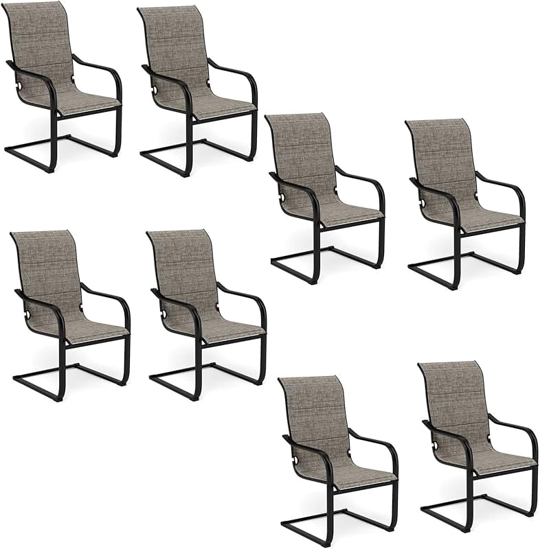 Patio Dining Chairs Set of 2, Padded Textilene Patio Chairs C Spring ...