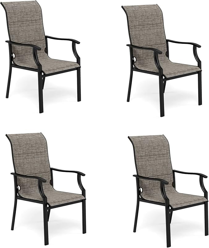 Patio Dining Chairs Set of 2, Padded Textilene Patio Chairs Outdoor ...