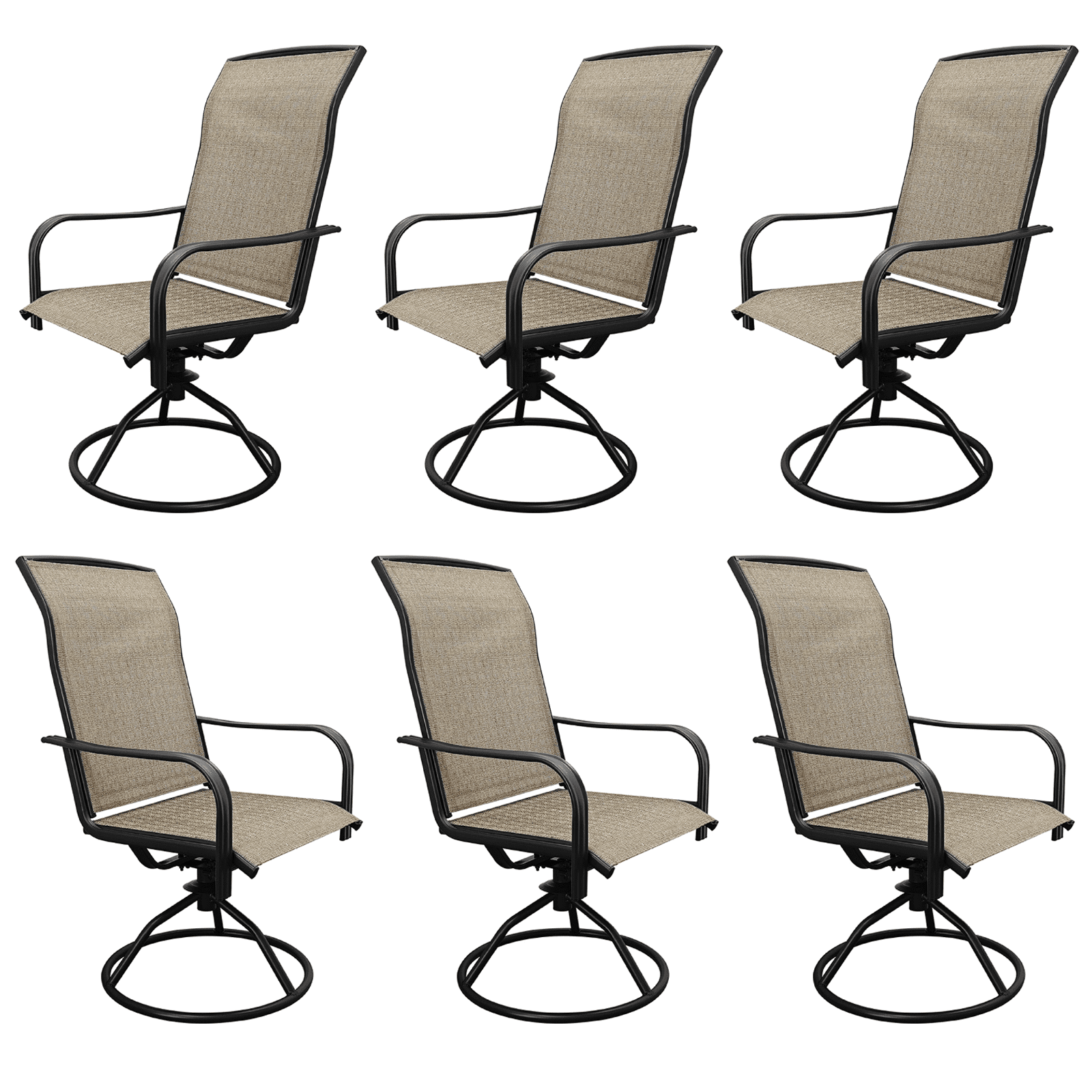 Patio Dining Chairs Set of 6, Outdoor Dining Chairs with All-Weather ...