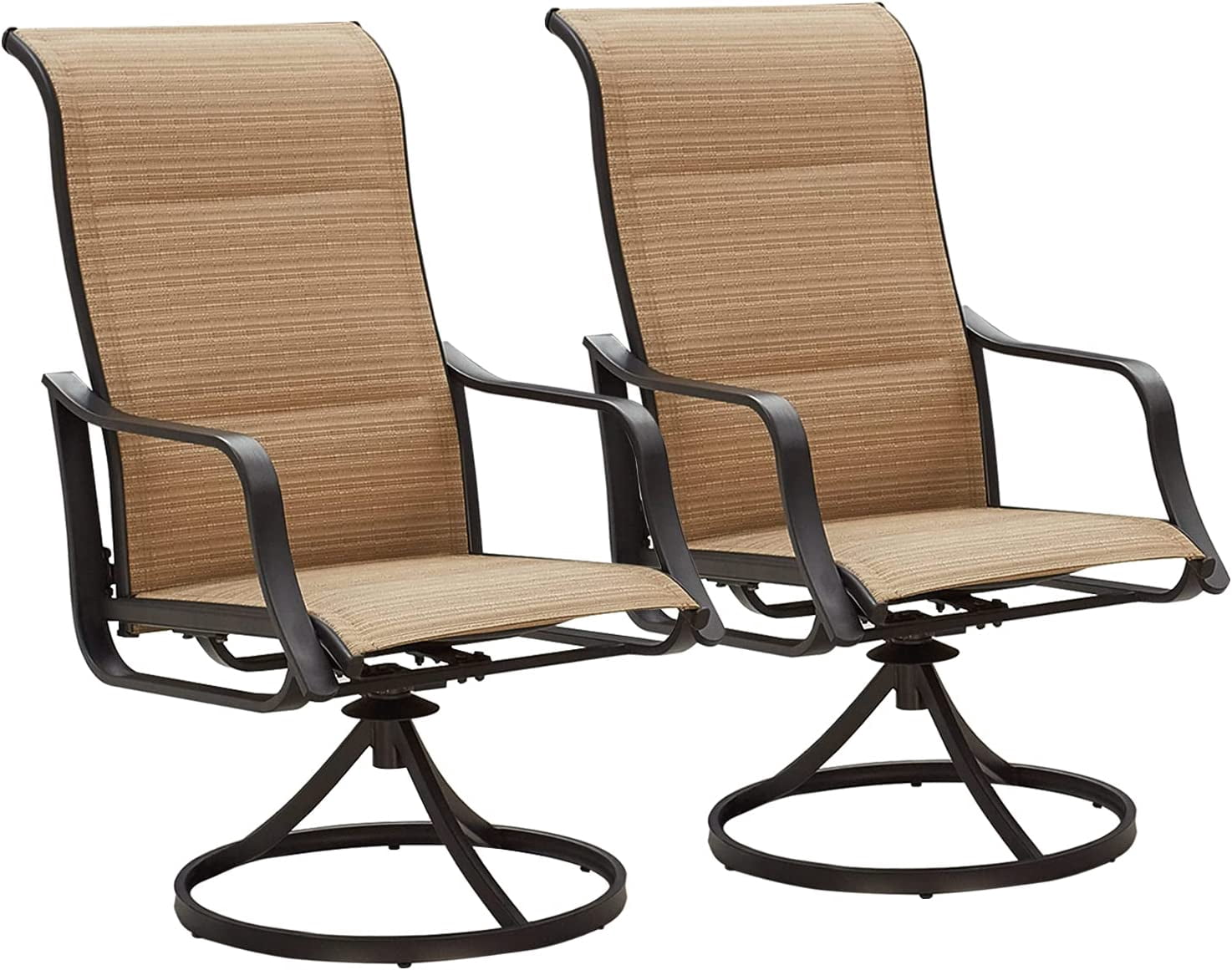 Patio Dining Chairs Textilene High Back Outdoor Swivel Rocker Set with ...