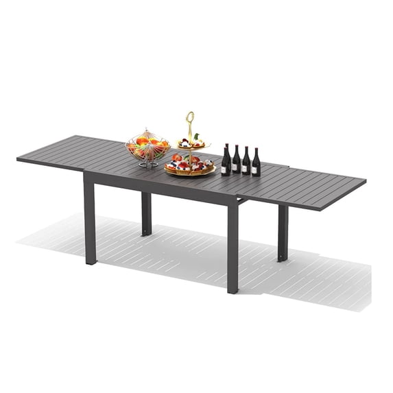 Patio Dining Expandable Table, Metal Aluminum Outdoor Table for 6-8 ...