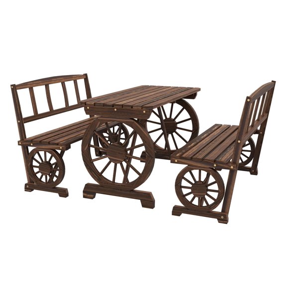 Patio Table and Chairs Set for 4, Wagon Wheel Outdoor Dining Set ...