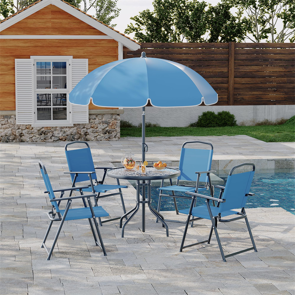 Patio Dining Set for 4 With Umbrella, Outdoor Furniture Set With 4 ...