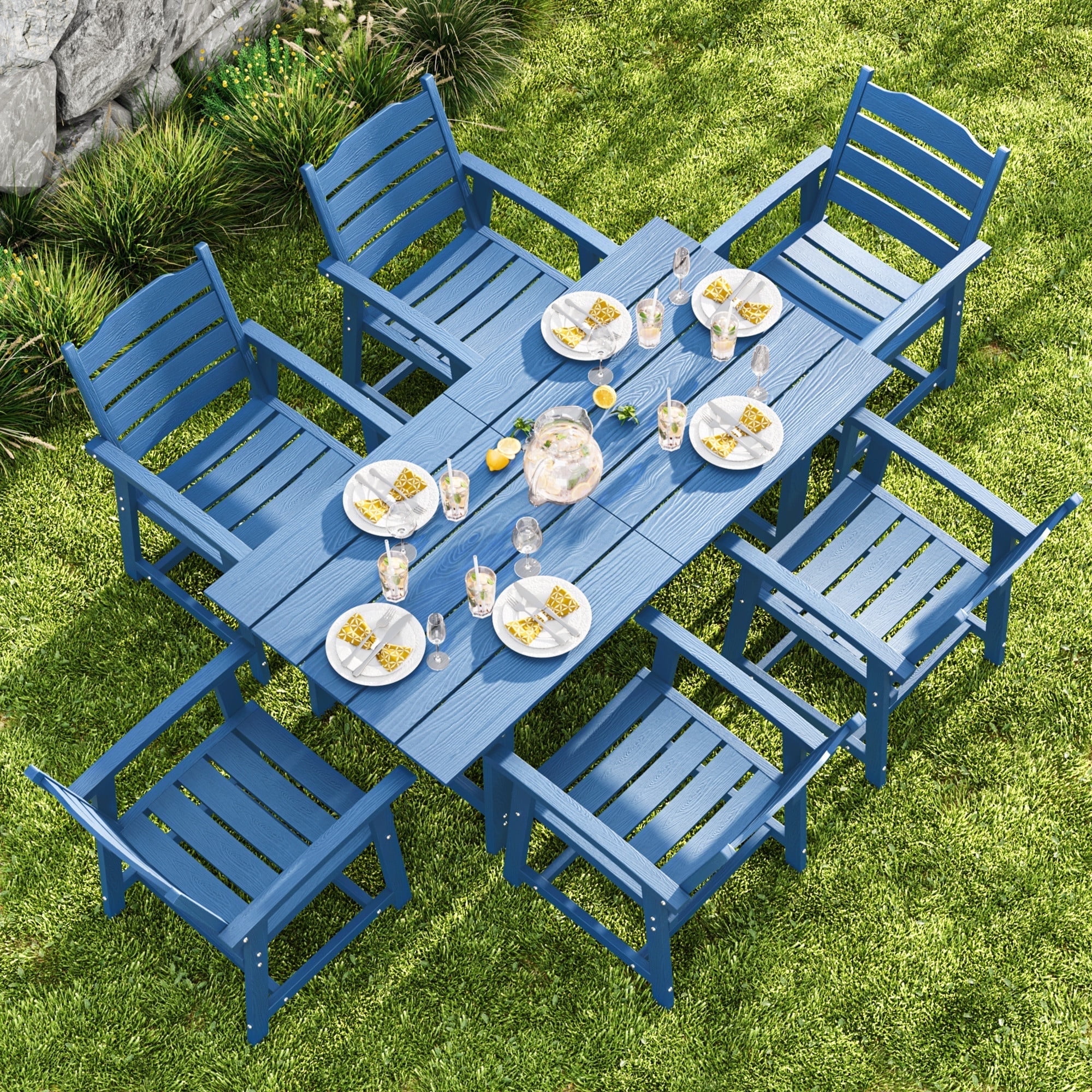 Patio Dining Set, Asofer Outdoor Dining Set for 6 with Umbrella Hole ...