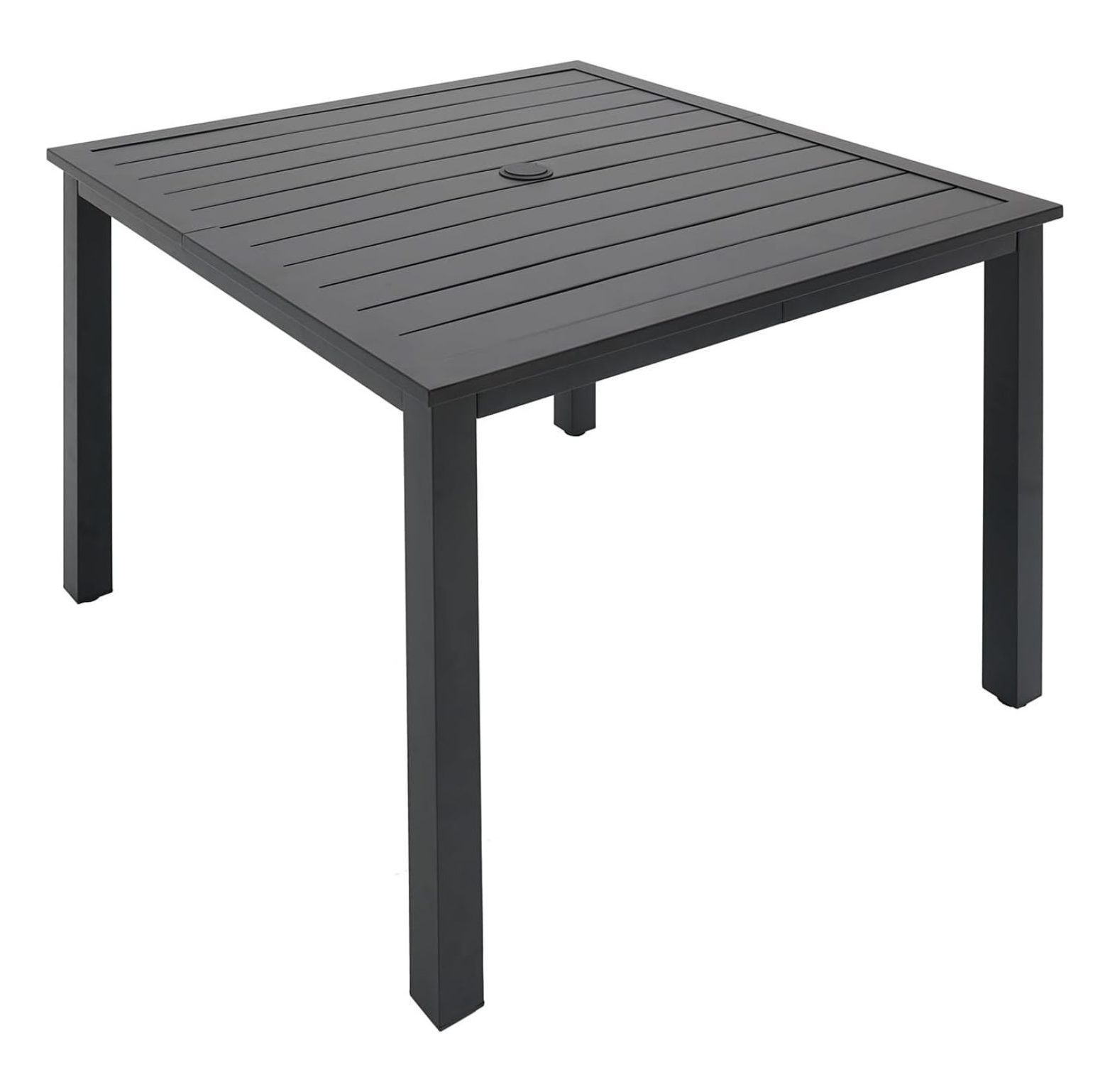 Patio Dining Square Table Outdoor Steel Table with Umbrella Hole 37" x ...
