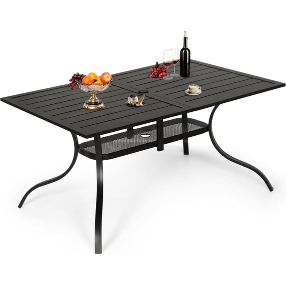 Patio Dining Table, 60" x 37"Outdoor Rectangular Metal Table,1.57 ...