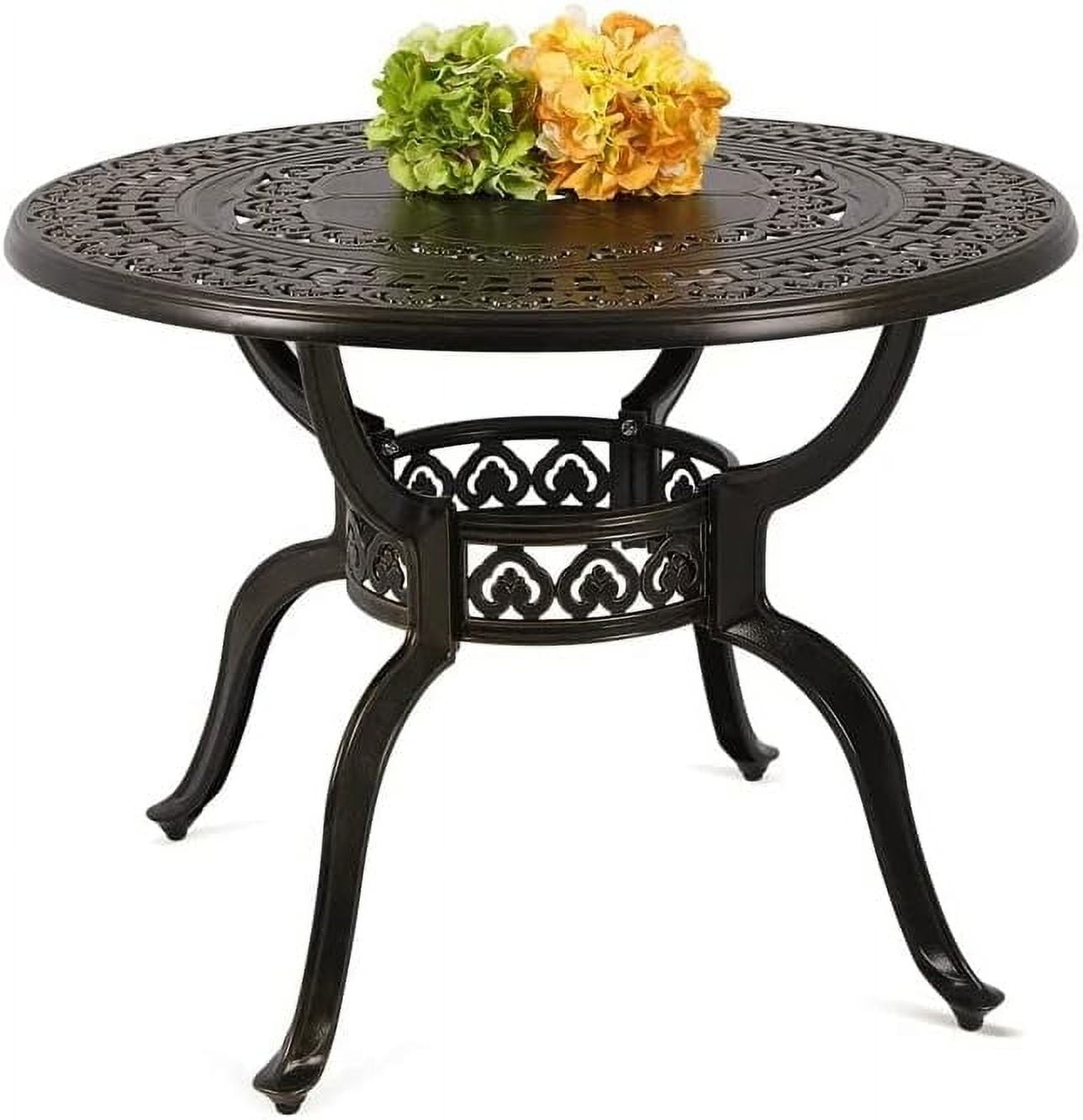 Patio Dining Table,Cast Aluminum Patio Table with Umbrella Hole ...
