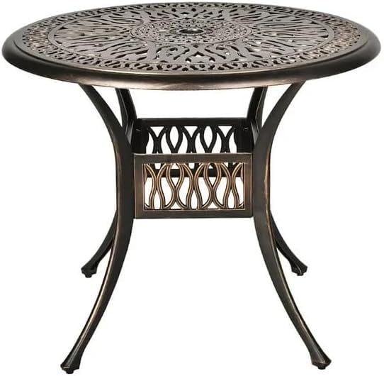 Patio Dining Table,Cast Aluminum Patio Table with Umbrella Hole ...