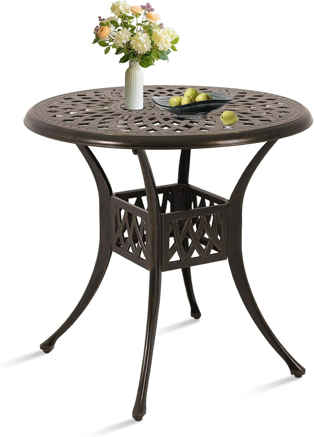 Patio Dining Table,Cast Aluminum Patio Table with Umbrella Hole ...