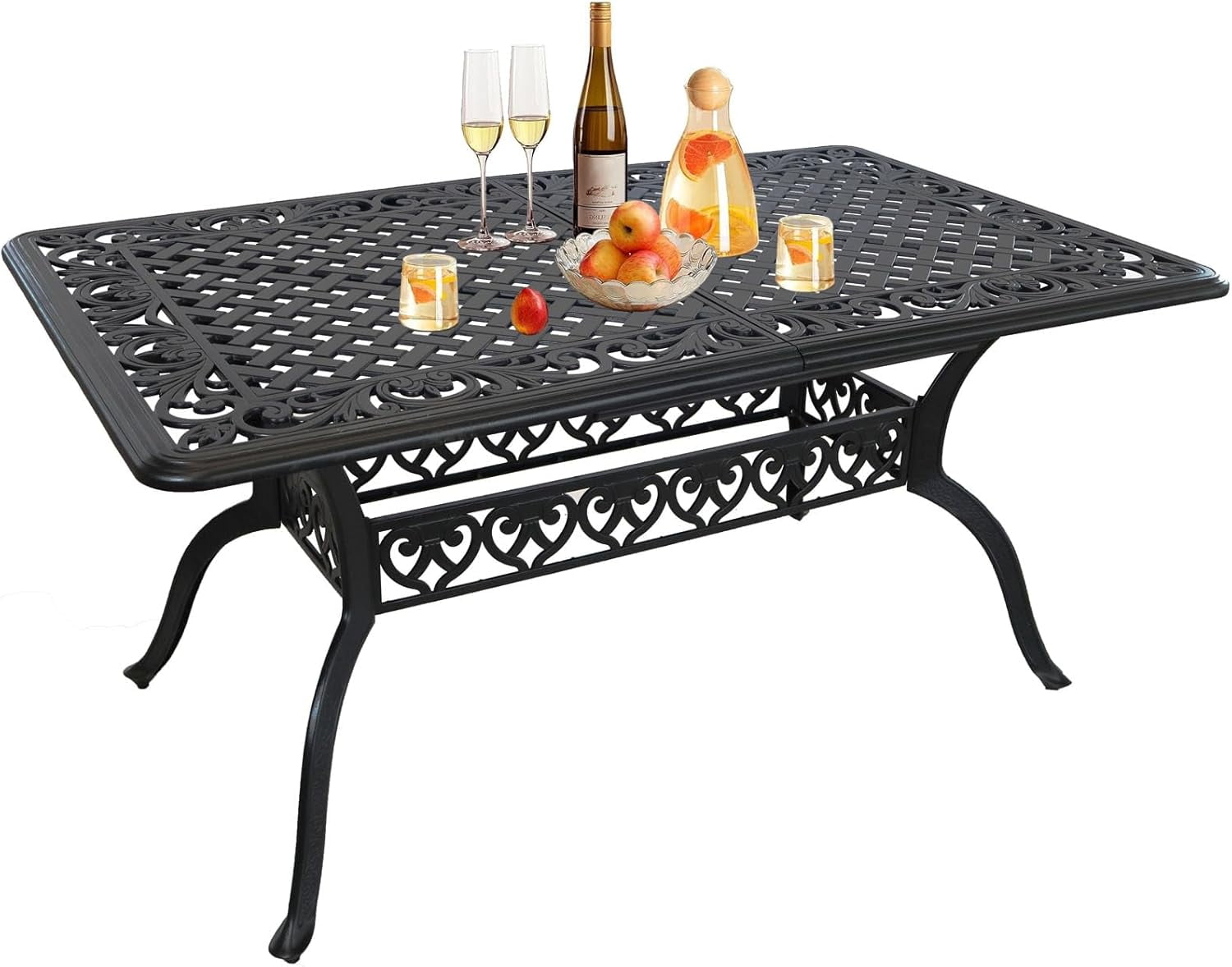 Patio Dining Table, Rectangular Outdoor Dining Table, 59" x 28.7 ...