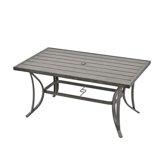 Patio Dining Table for 6 Large Rectangle Outdoor Table Aluminum Slat ...