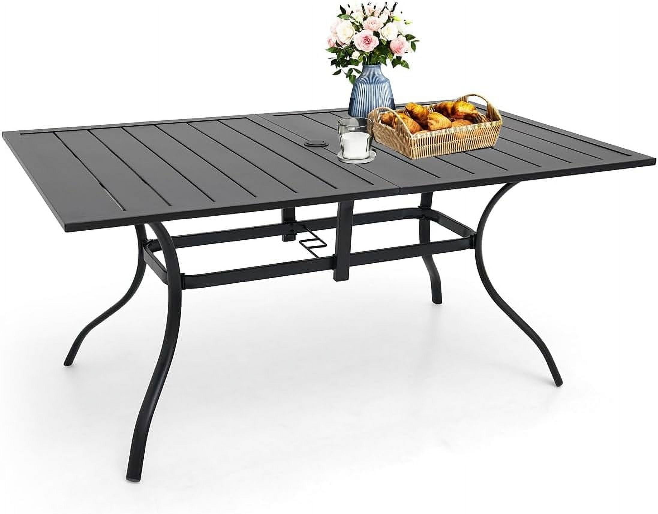 Patio Dining Table for 6 Person, Outdoor Metal Large Rectangle Table ...