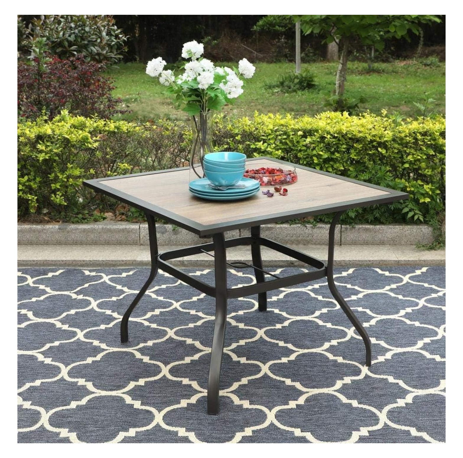 Patio Dining Table for Outside, 37" x 37" Square Outdoor Dining Table ...