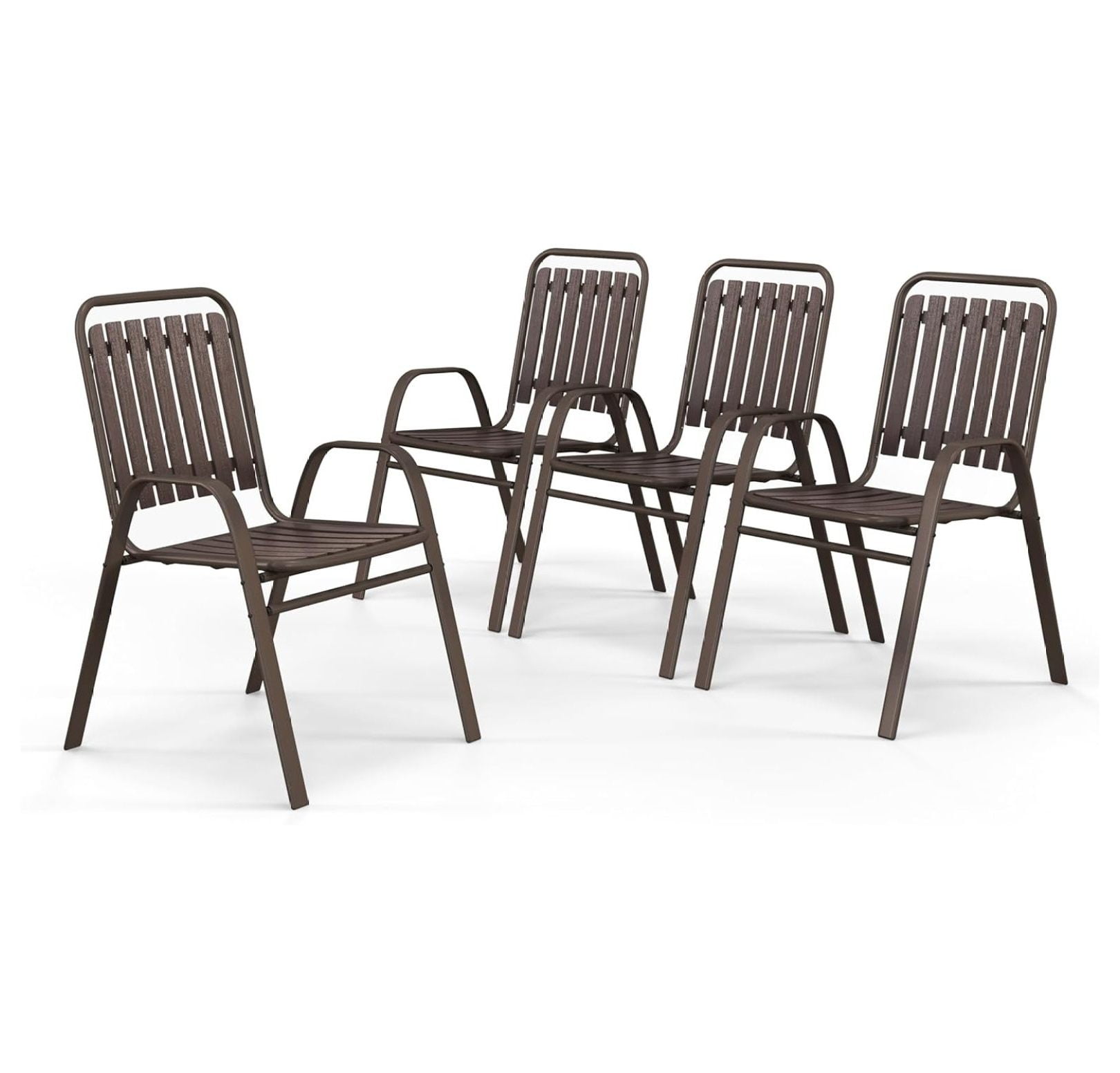 Patio Dinning Chairs Set of 4, Outdoor Stackable Patio Chairs for All ...