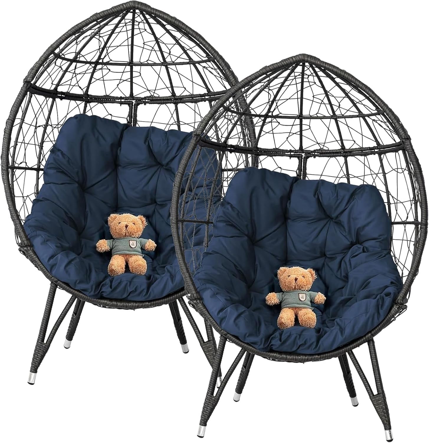 Patio Egg Chair Wicker Outdoor Egg Basket Chairs, Oversized Outdoor ...