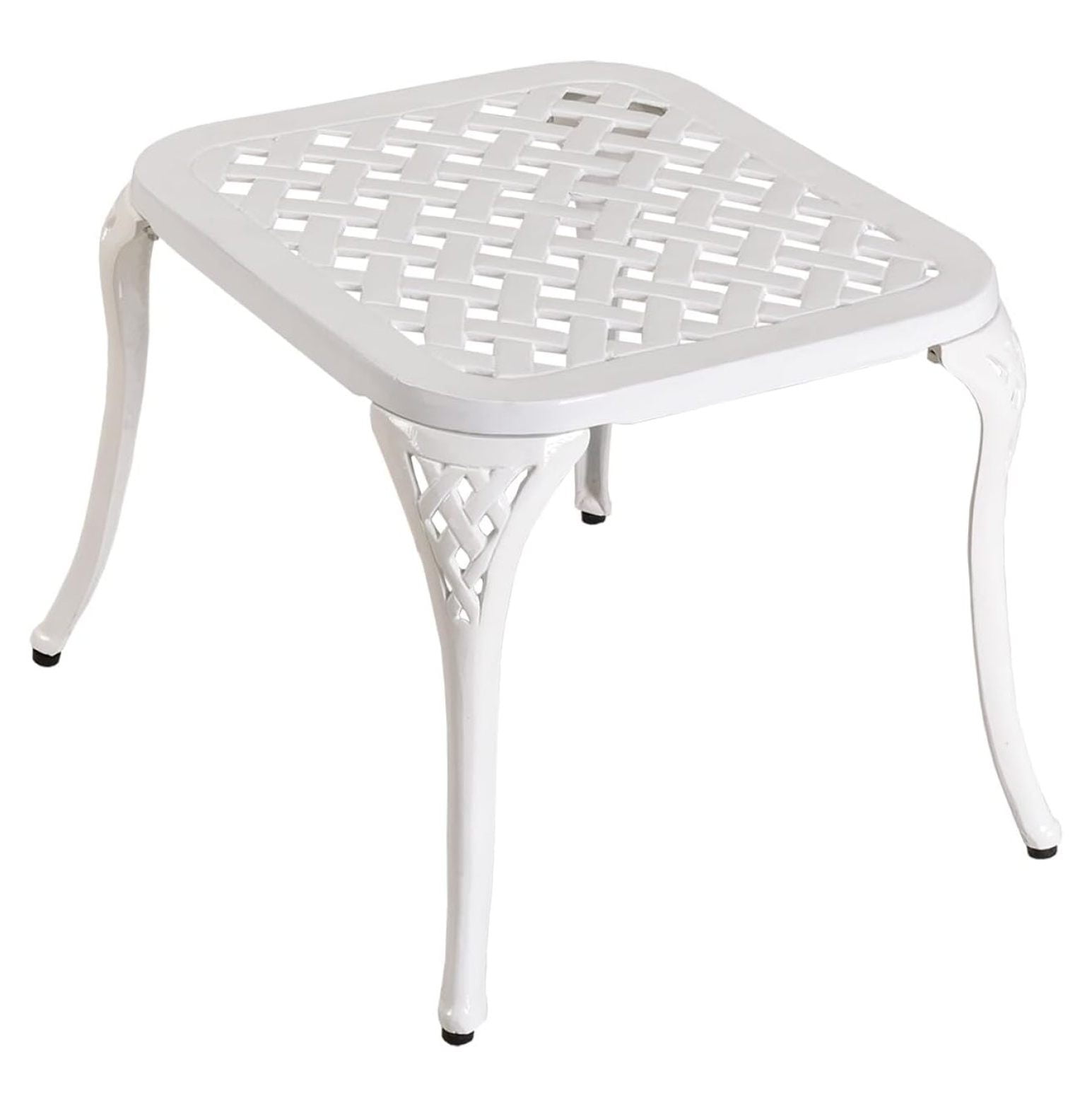 Patio End Table, Outdoor Cast Aluminum Side Table for Garden, Patio ...