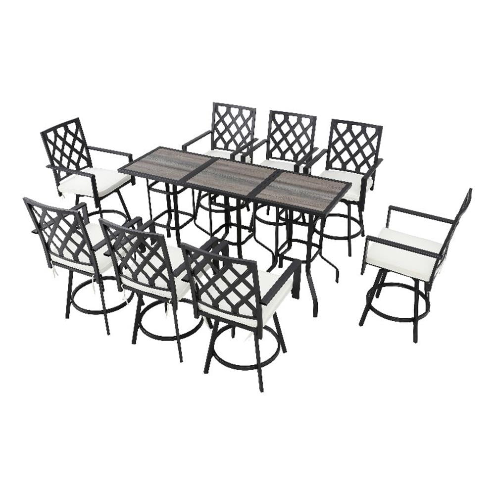 Patio Festival Metal 11-Piece Outdoor Dining Set in Black/Beige ...
