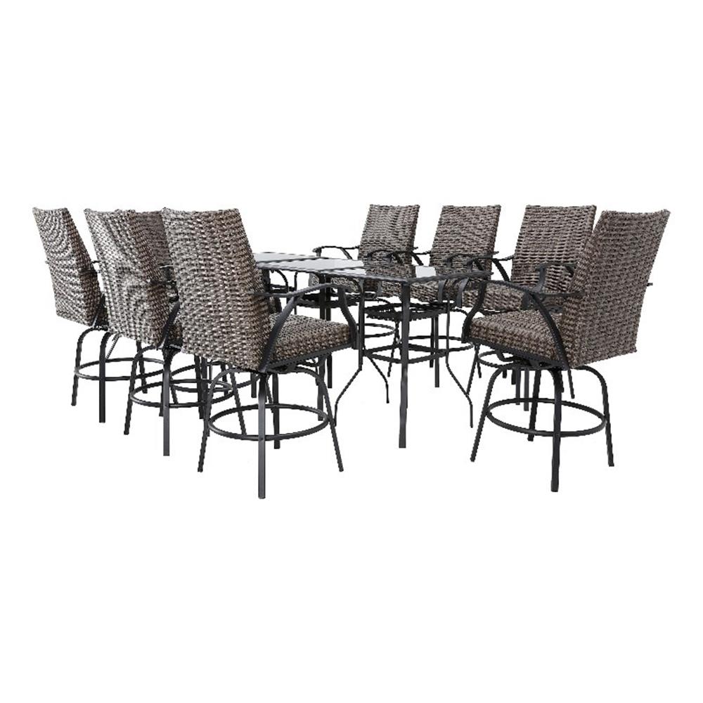 Patio Festival Metal 11-Piece Outdoor Dining Set in Brown and Black ...