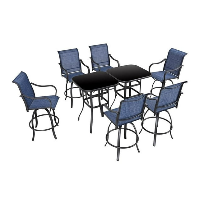 Patio Festival Metal 8-Piece Outdoor Bistro Dining Set in Blue ...