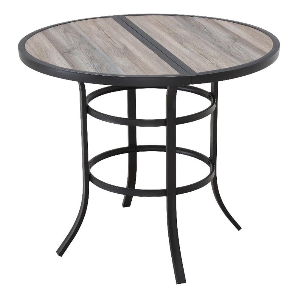 Patio Festival Metal Outdoor High Dining Table in Black & Brown Finish ...
