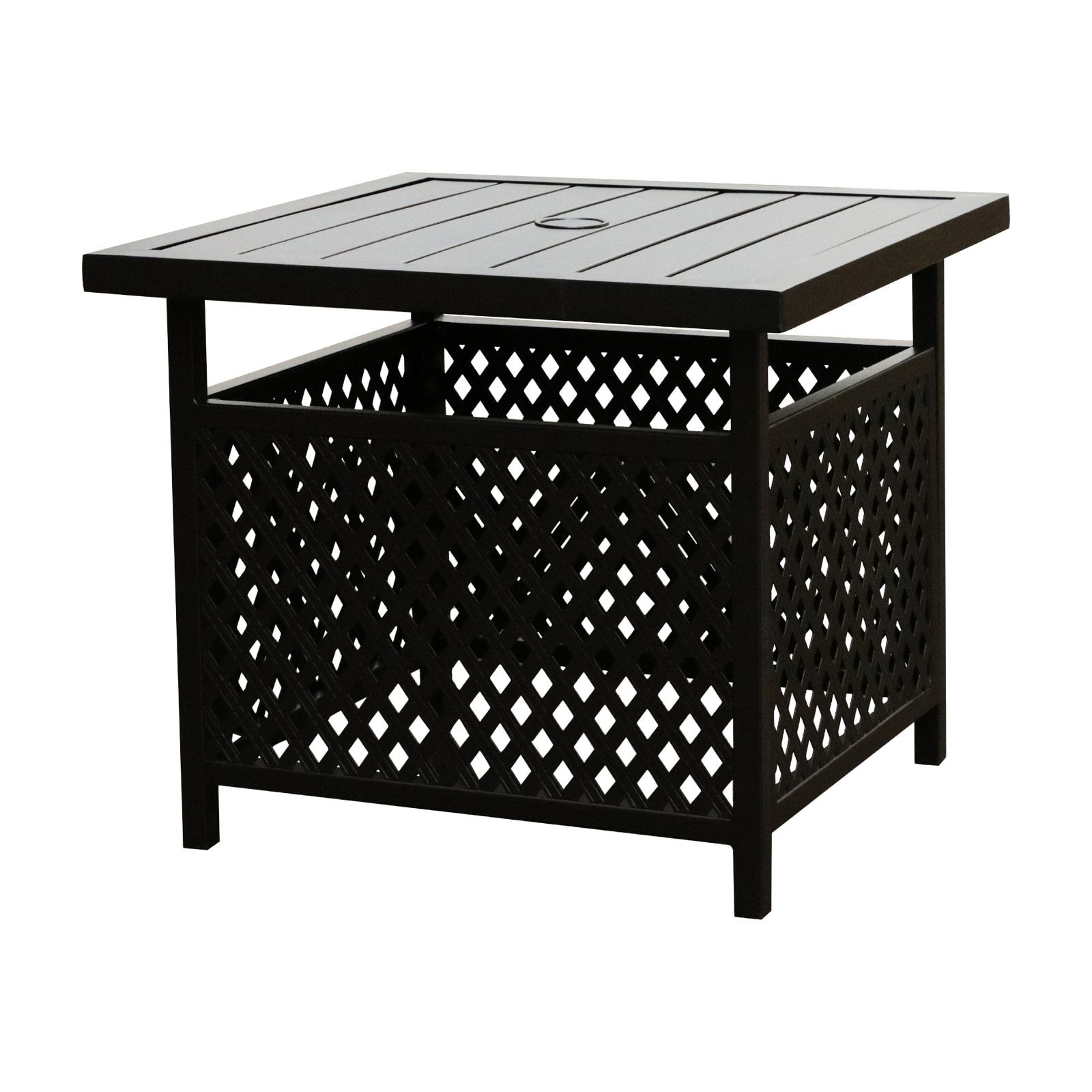 Patio Festival Metal Square Outdoor Side Table in Black Finish ...