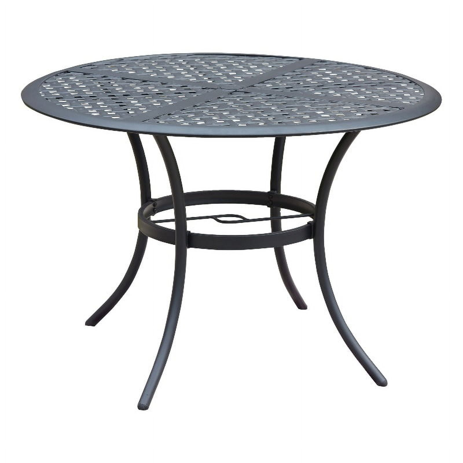 Patio Festival Round Metal Outdoor Dining Table in Black Finish ...