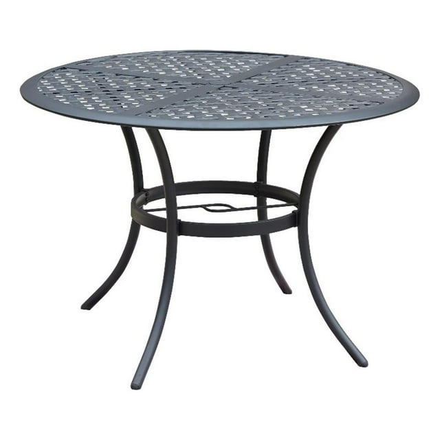 Patio Festival Round Metal Outdoor Dining Table, Black Finish, Seats 4 ...