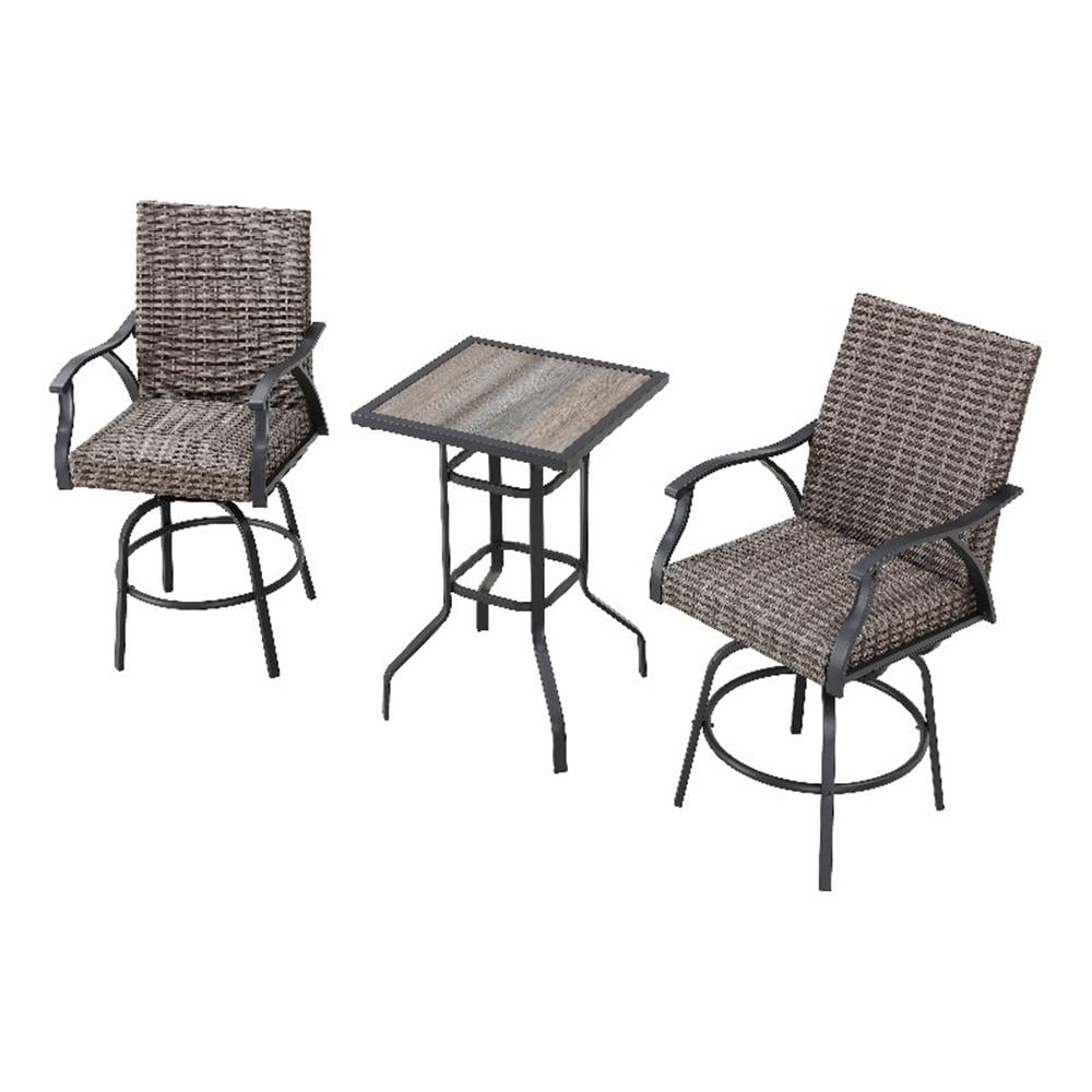 Patio Festival Wicker / Rattan 3-Piece Outdoor Bistro Set in Brown ...