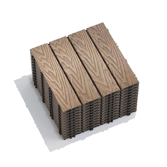 Patio Floor Tiles Pack of 11 WPC Wood-Plastic Composite Patio Deck ...