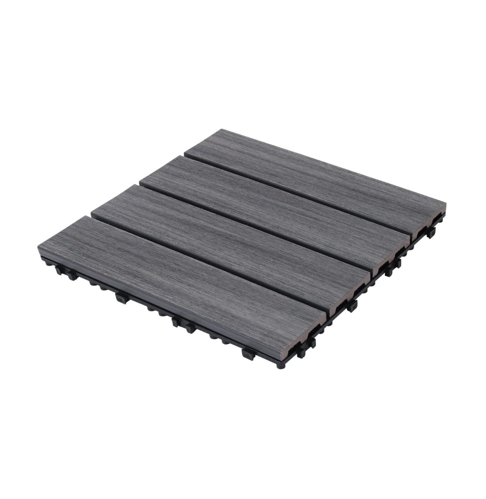 Patio Floor Tiles Pack of 22 WPC Wood-Plastic Composite Patio Deck Tiles DIY Interlocking ...