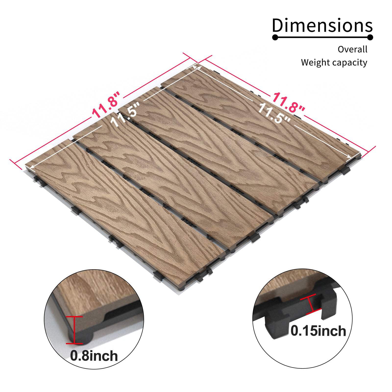 Patio Floor Tiles Pack Of 22 Wpc Wood Plastic Composite Patio Deck ...