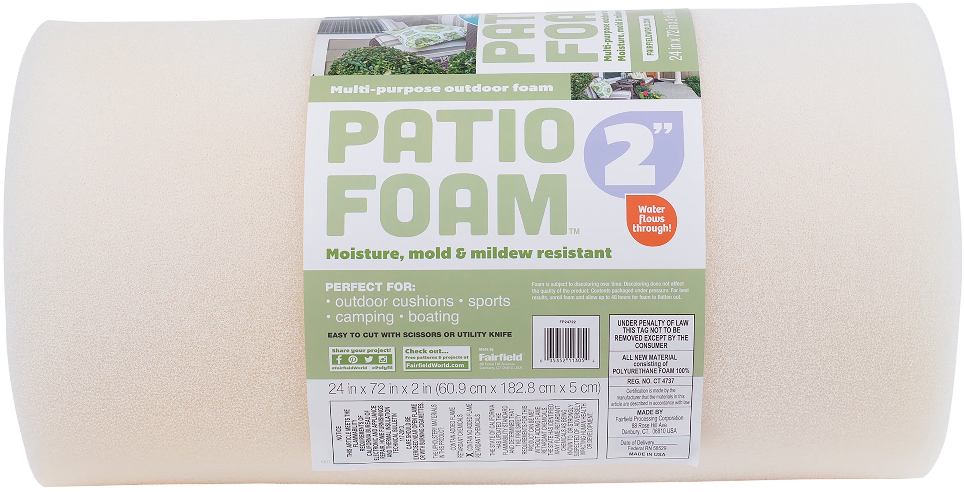 Patio Foam™ by Fairfield™, 24" x 72" x 2" - Walmart.com