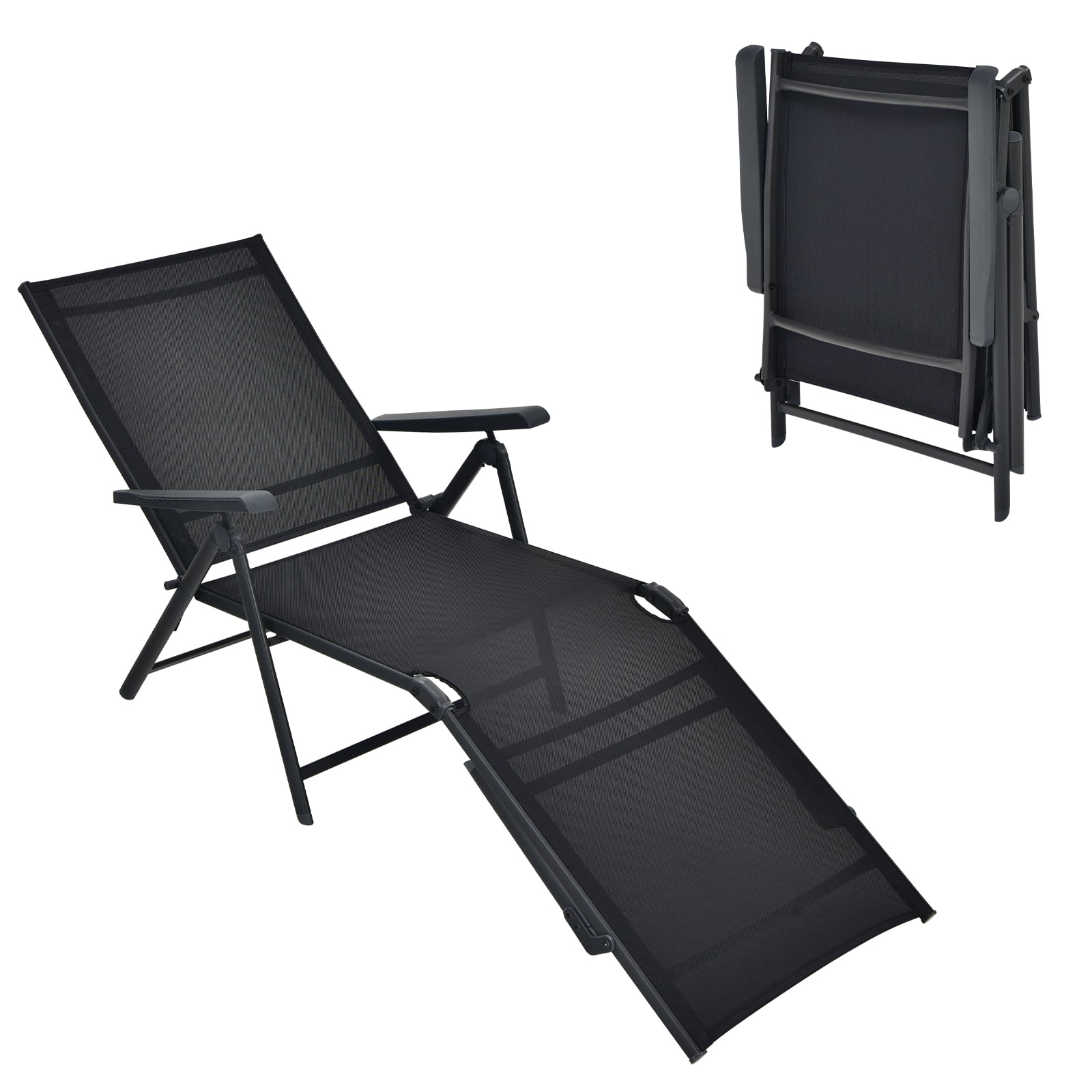 Patio Foldable Chaise Lounge Chair with Backrest and Footrest - Walmart.com