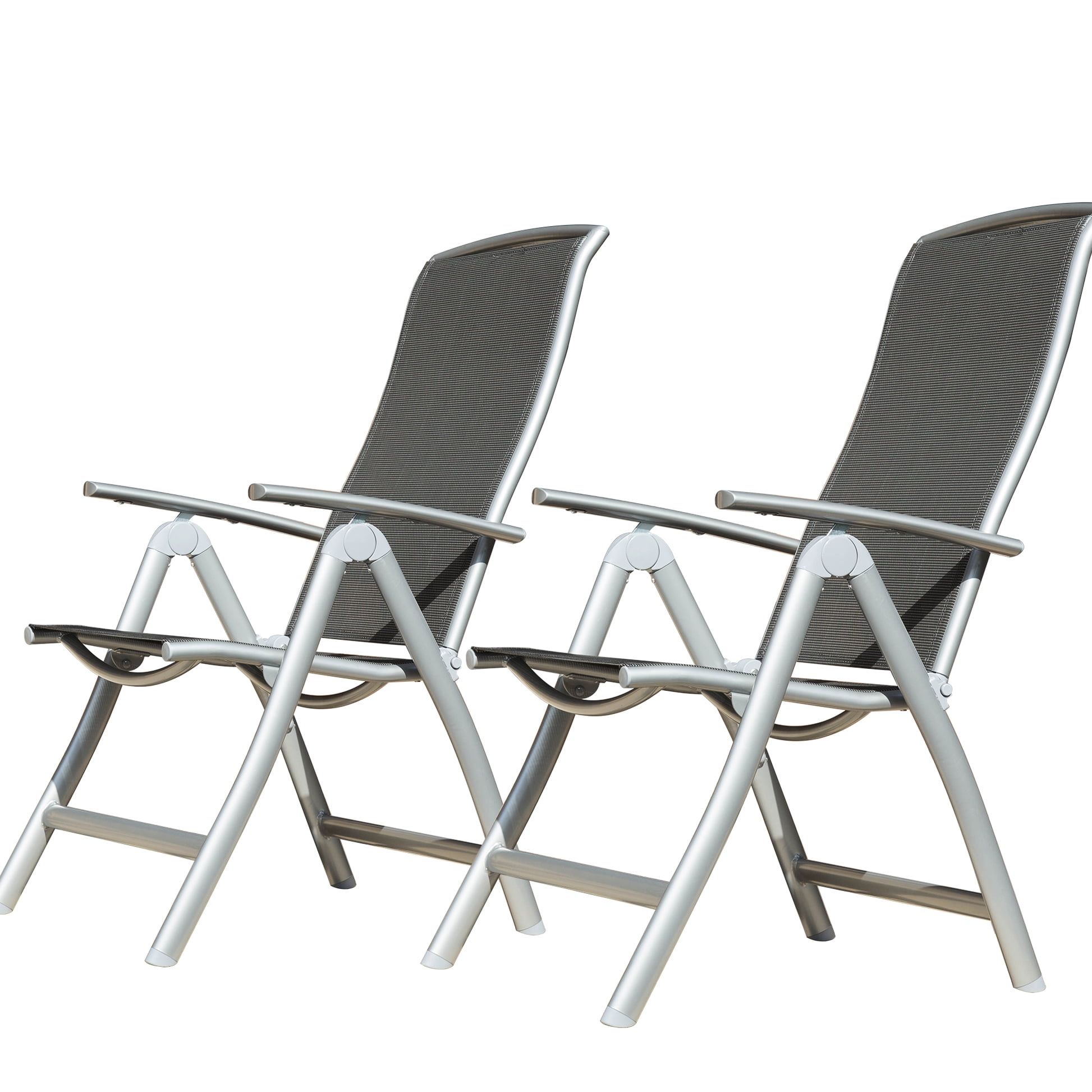 Patio Folding Chairs Of 2, Aluminium Outdoor For Garden, Poolside, Deck ...