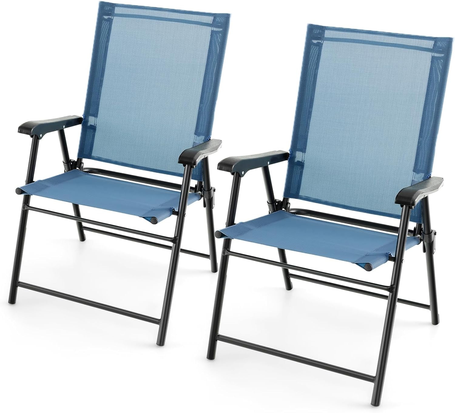 Patio Folding Chairs Set of 2, Outdoor Sling Chairs with Breathable ...