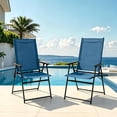 Patio Folding Chairs Set of 2, Portable Outdoor Chairs with Armrests ...