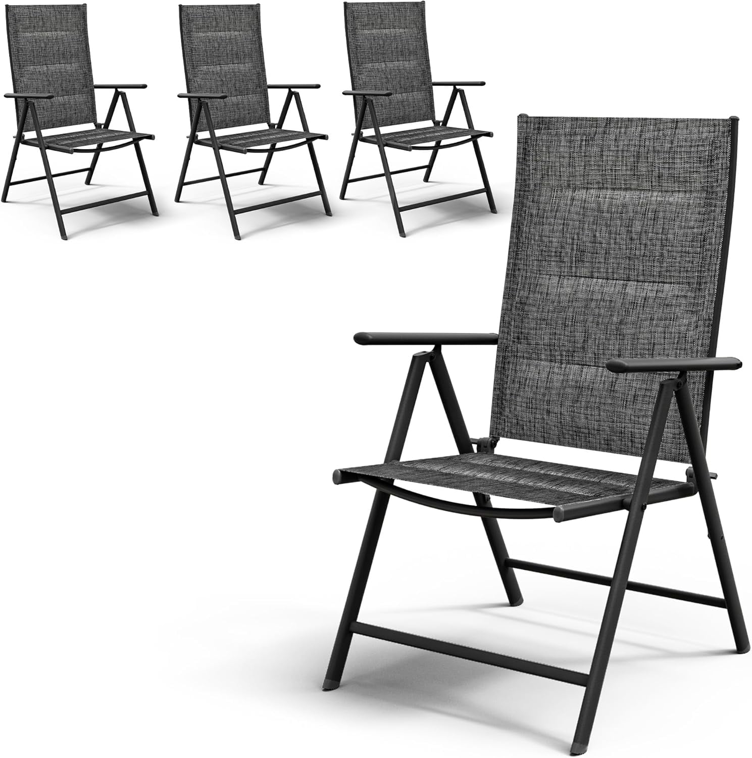 Patio Folding Dining Chairs Set of 4, Folding Lawn Chairs for Adults ...