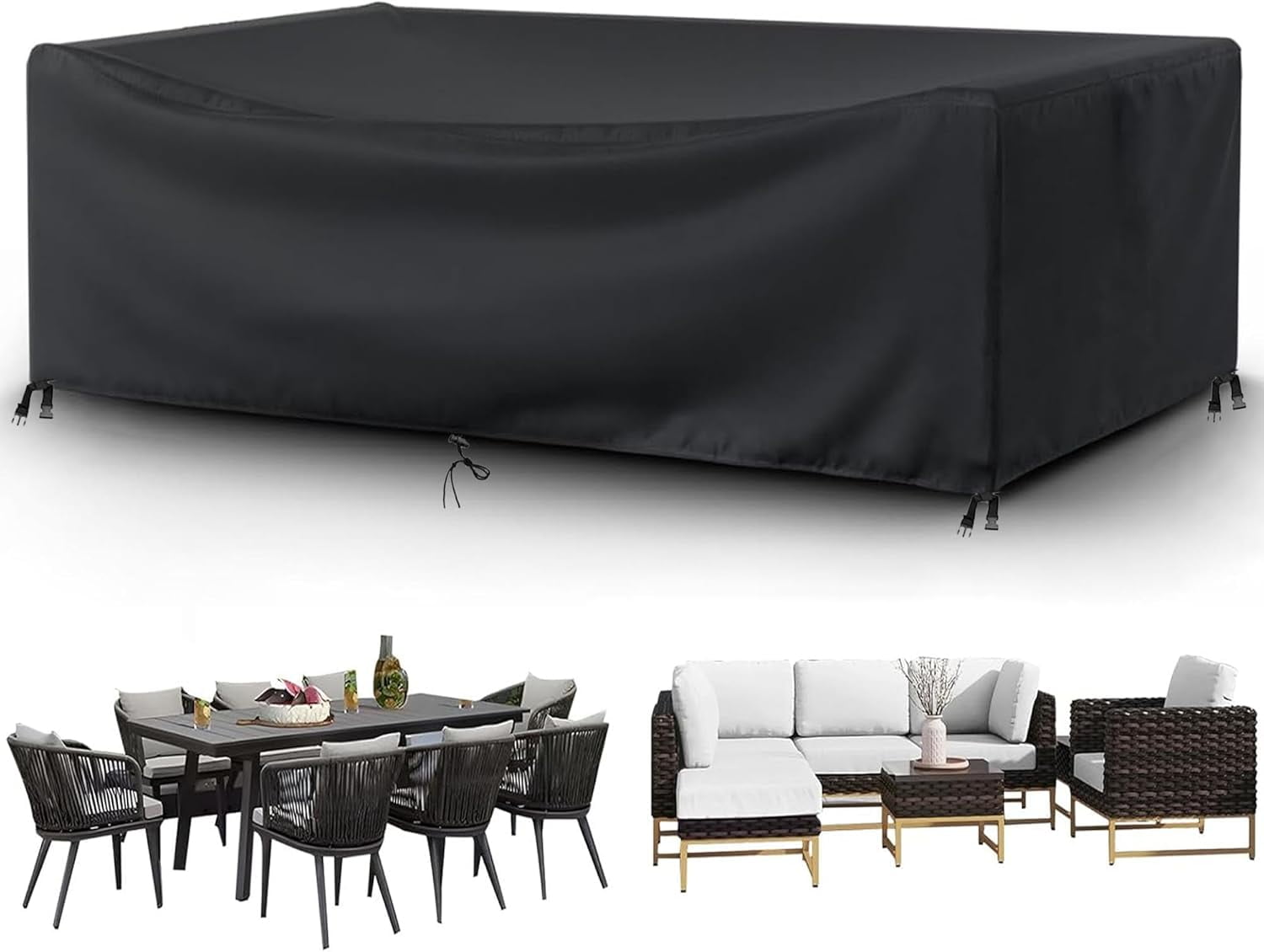 Patio Furniture Covers 108" L x 56" W x 36" H Waterproof Outdoor Table ...