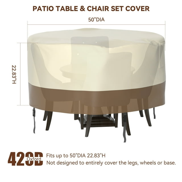 Patio Furniture Covers 420D Circular Round Patio Table and Chairs Set ...