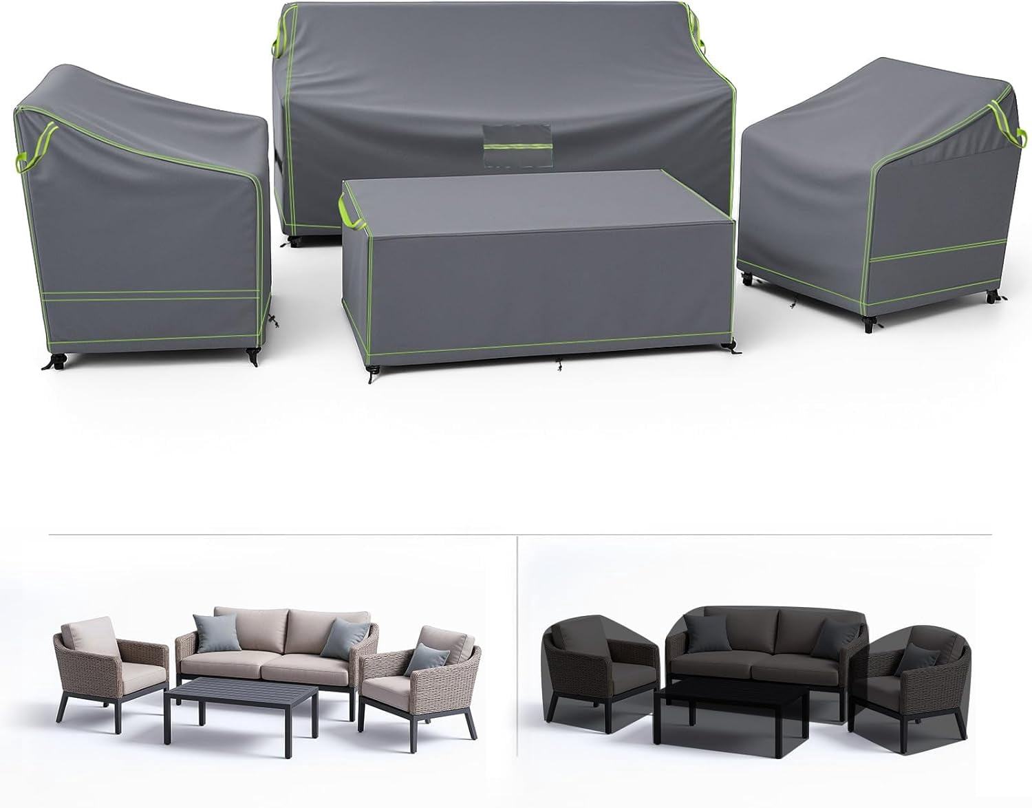 Patio Furniture Covers Waterproof 4 Pieces, Outdoor Seating Set Covers ...
