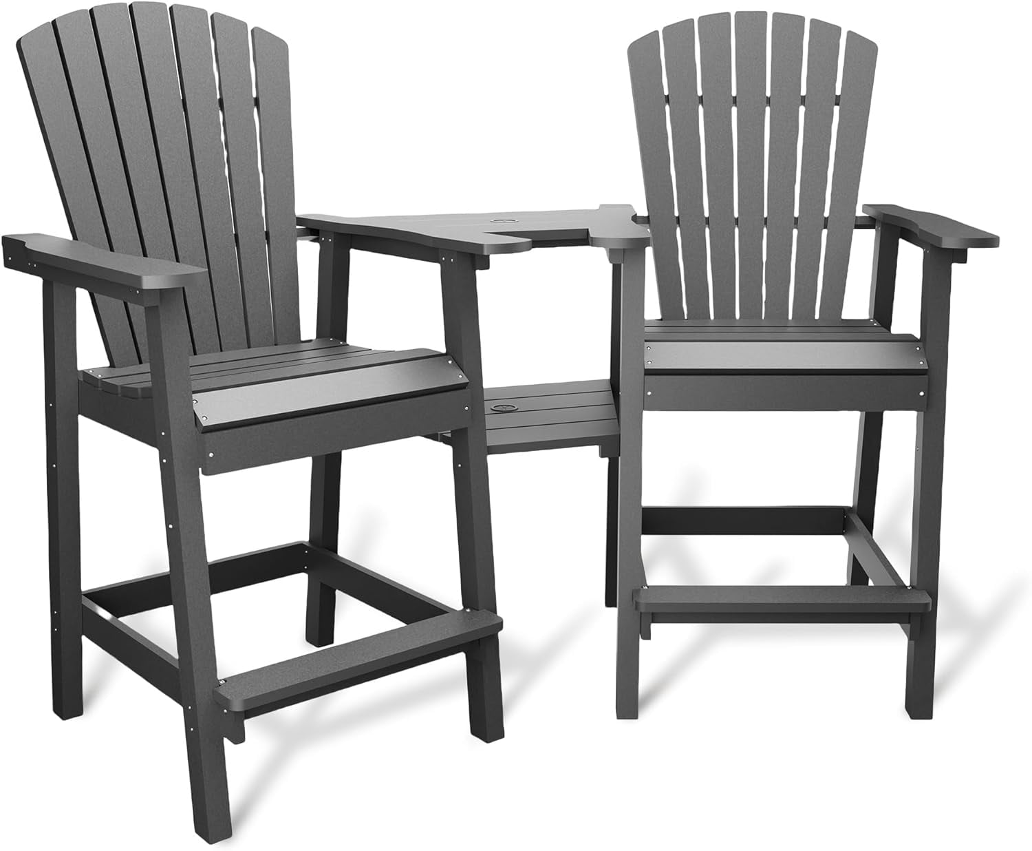Patio Furniture Outdoor Bar Height Adirondack Chairs with Connecting ...