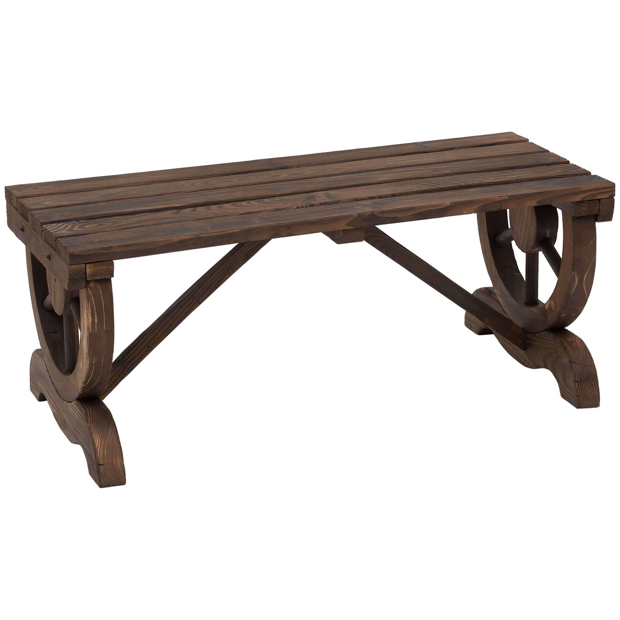 Patio Furniture Outsunny 2-Person Wooden Garden Bench, Outdoor Wagon ...