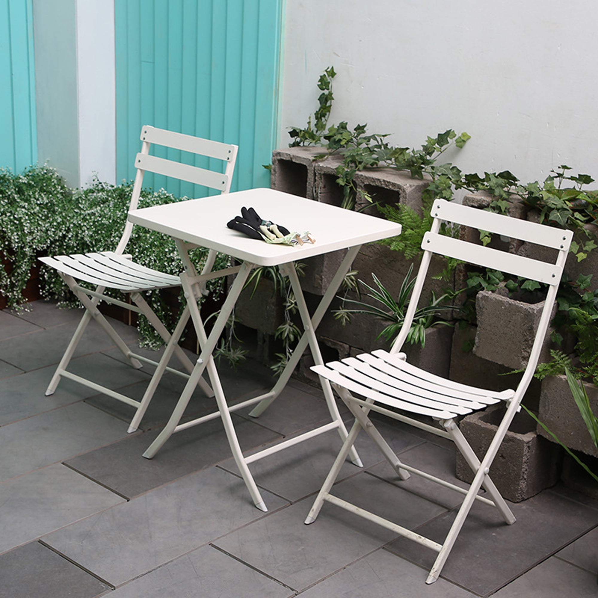 Patio Furniture Set 3 Pieces, Metal Outdoor Furniture Set, Rust ...