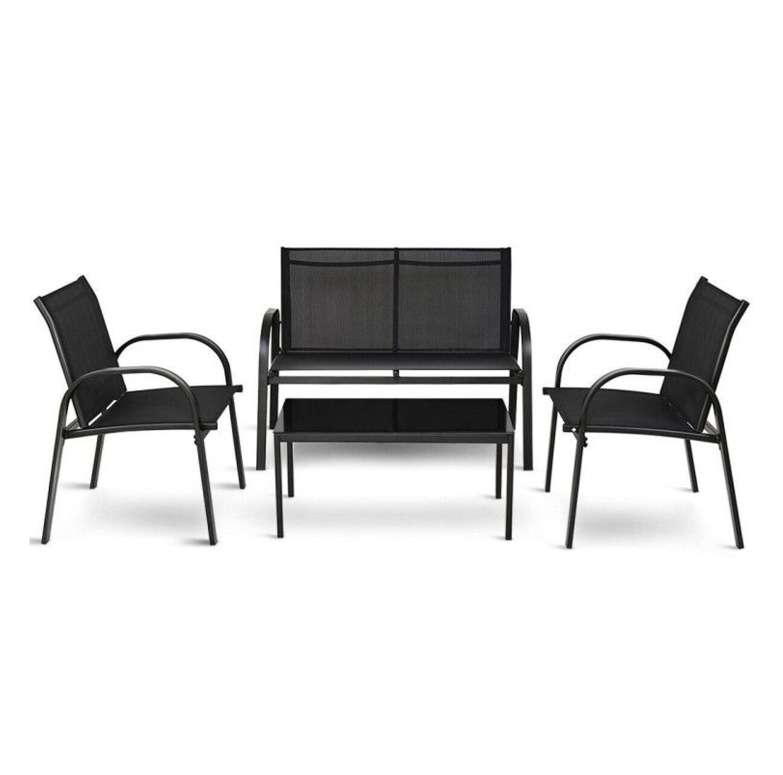 Patio Furniture Set 4 Pieces Outdoor, Steel Frame Conversation Set with ...