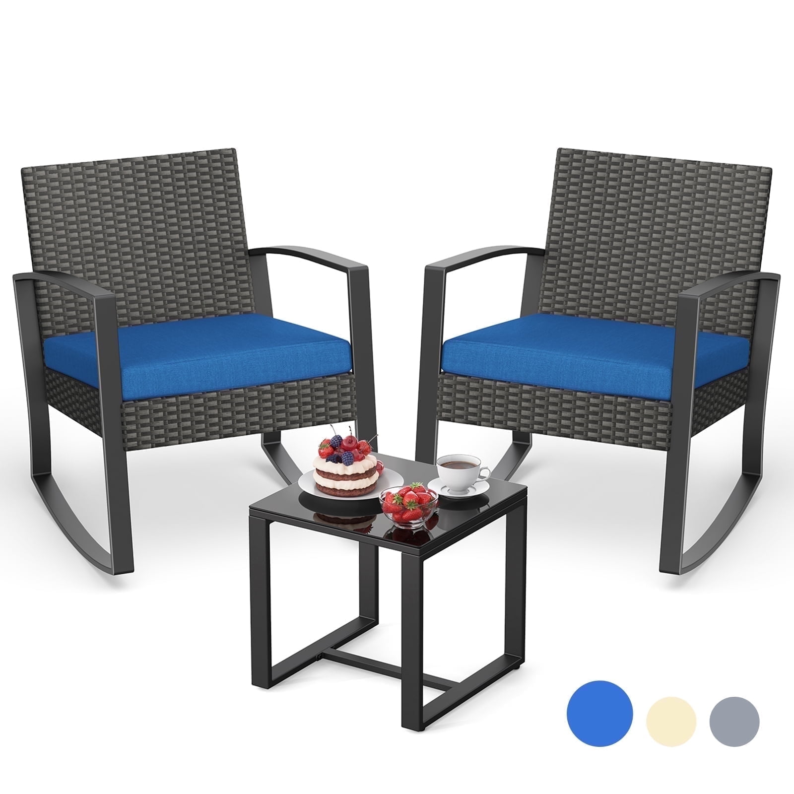 Lofka Cozy Rocker, Outdoor Patio Rocking Chair with Soft Cushion for ...